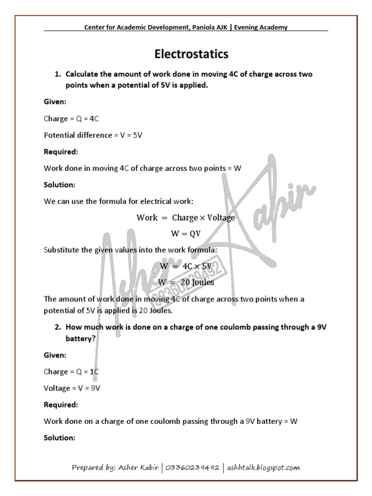 AJK Board 10th Class Solved Numericals of Physics Chapter 13, Ilmkidunya | PDF | Capacitance ...