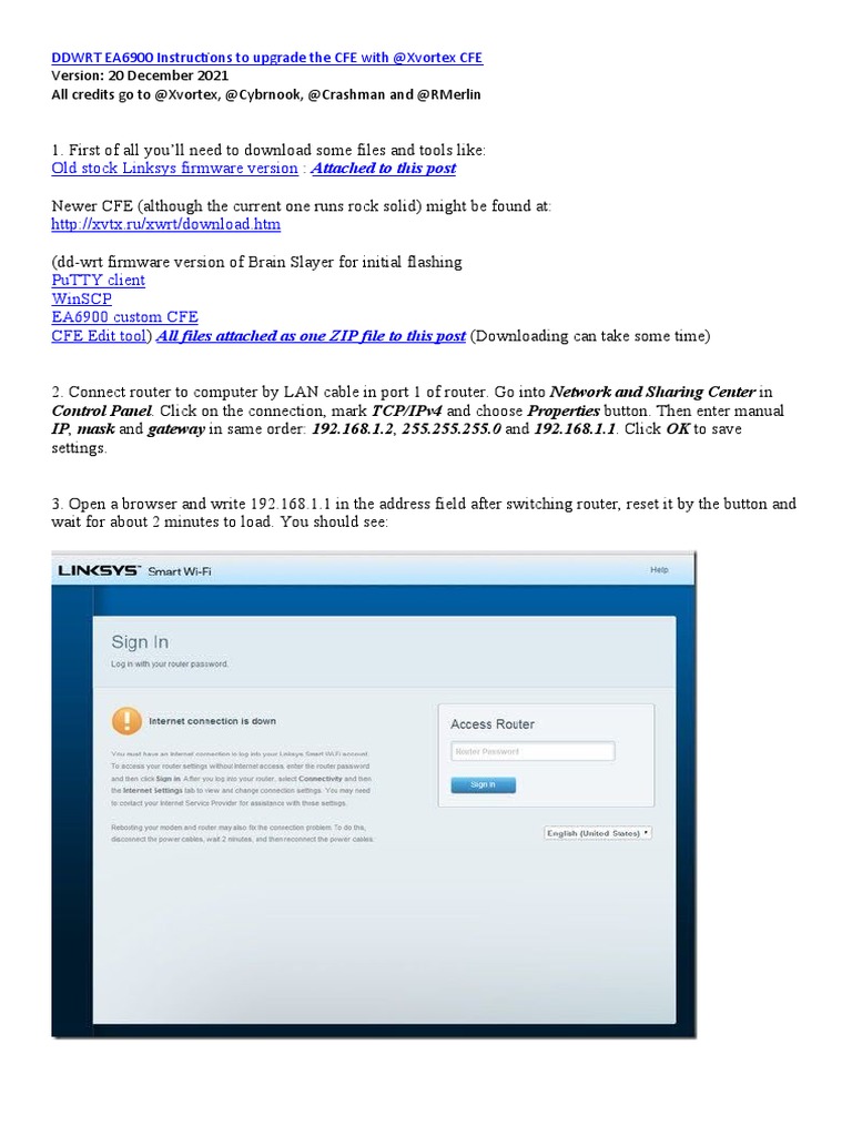 Upgrade Instructions for EA6900 DD-WRT | PDF | Login | Router (Computing)
