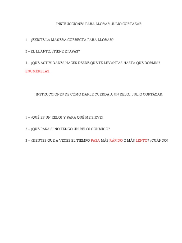 Instrucciones Para Llorar | PDF