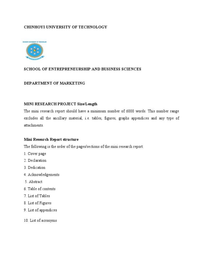 Mini Research Report Guidelines | PDF | Methodology | Data Analysis