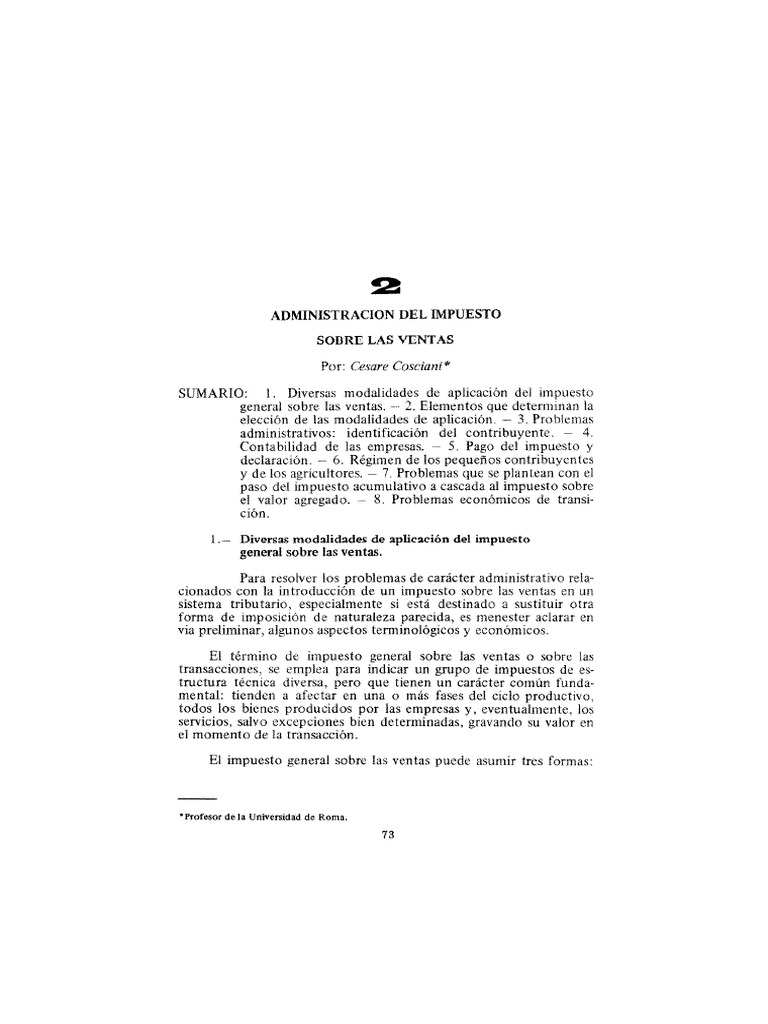 Cosciani Administraciíon Del Impuesto A La Ventas | PDF