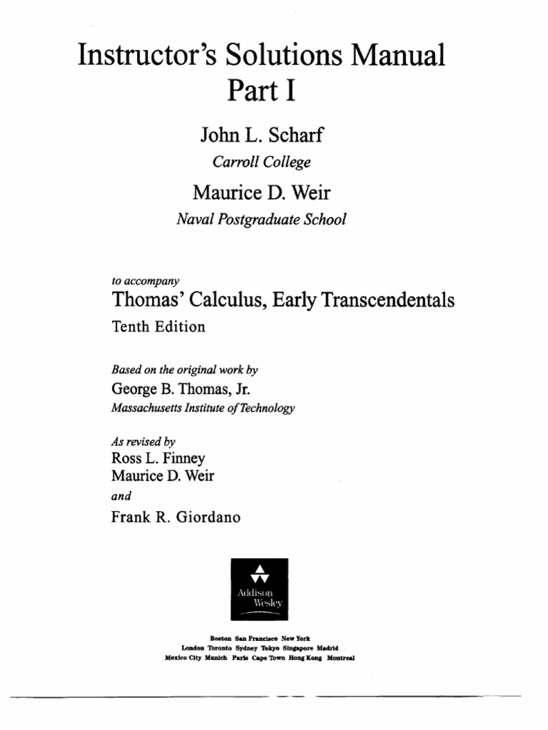 Calculus George Thomas Solutions Vol 1 SOLUTIONS | PDF | Function ...