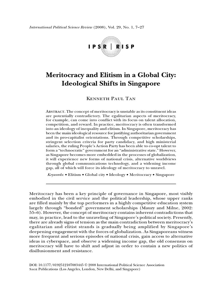 Tan - Meritocracy and Elitism in A Global City | PDF | Meritocracy ...