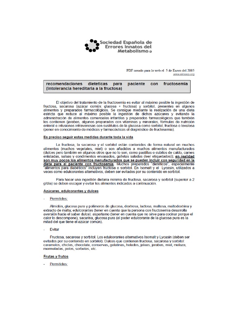 FRUCTOSEMIA | PDF