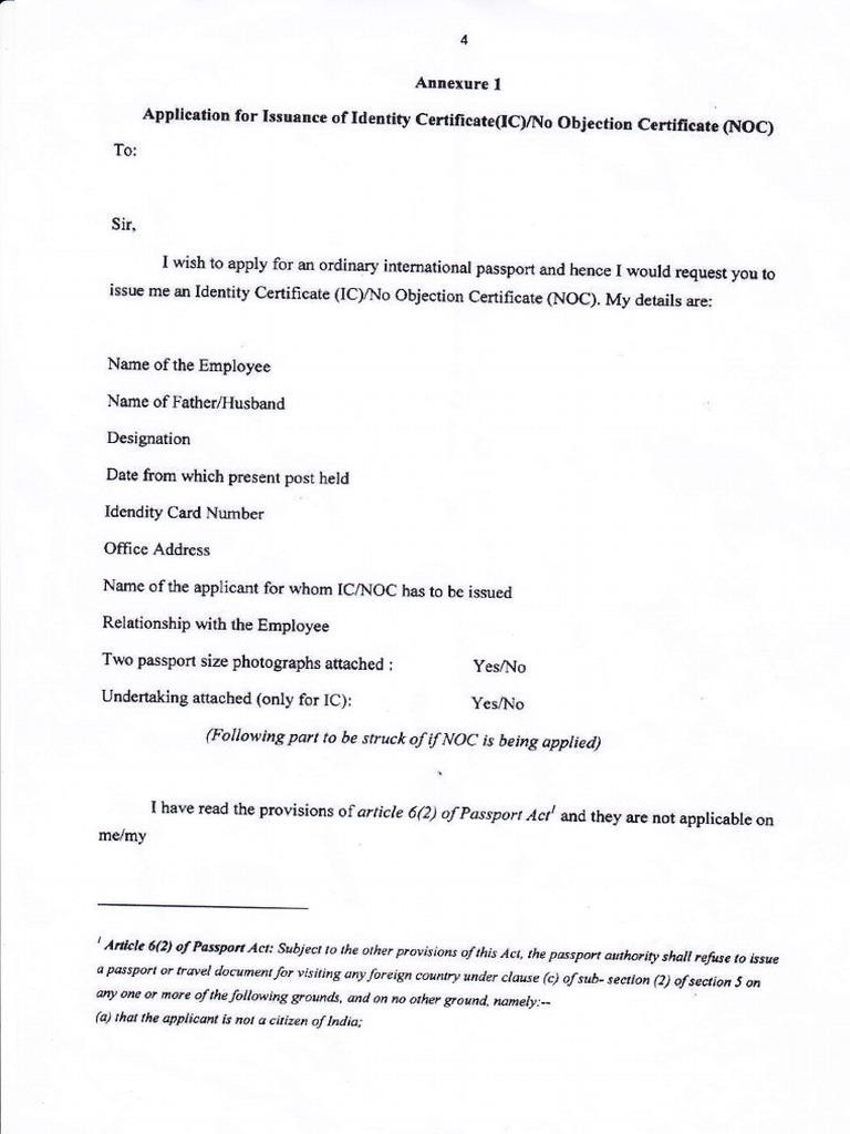 NOC For Passport-6458458749 | PDF