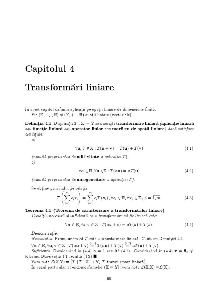 Algebra - Transformari Liniare | PDF