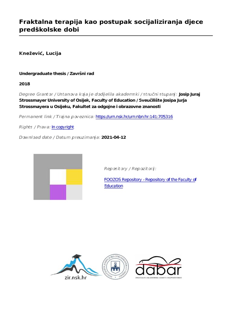 5 Fraktalna Terapija Kao Proces Socijaliziranja Djece Predskolske Dobi Zavrsni Rad Lucija ...