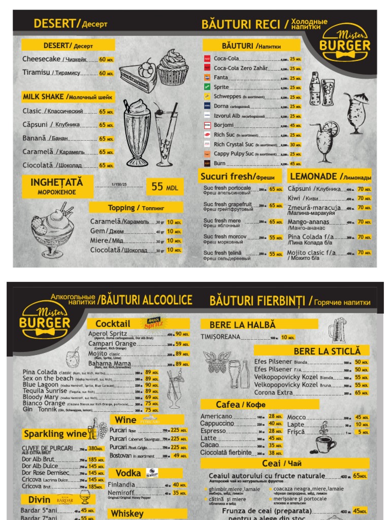MR - Burger Bar Menu | PDF