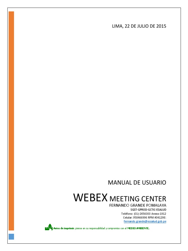 Manual de Usuario WEBEX | PDF | Internet | Informática