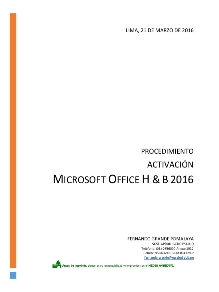 Activación de Microsoft Office 2016 | PDF | Microsoft Windows | Microsoft