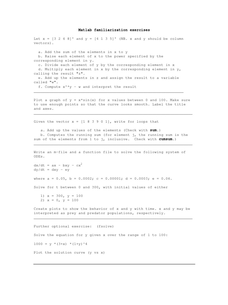 Matlab Exer | PDF