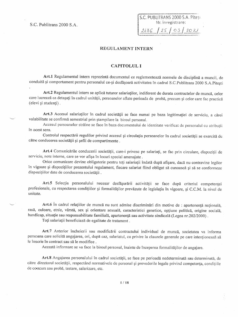 Regulament Intern | PDF