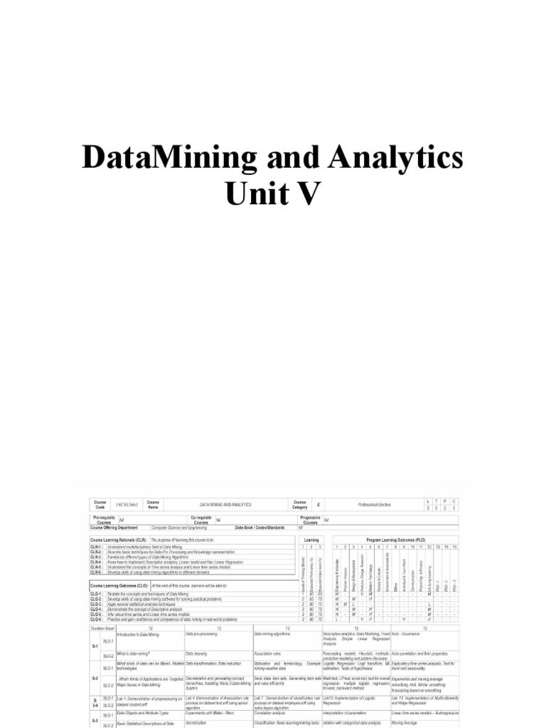 Datamining and Analytics Unit V | PDF | Stationary Process | Mathematical Optimization