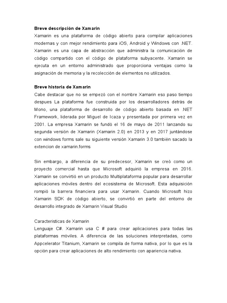 Xamarin | PDF | Xamarin | .NET Framework