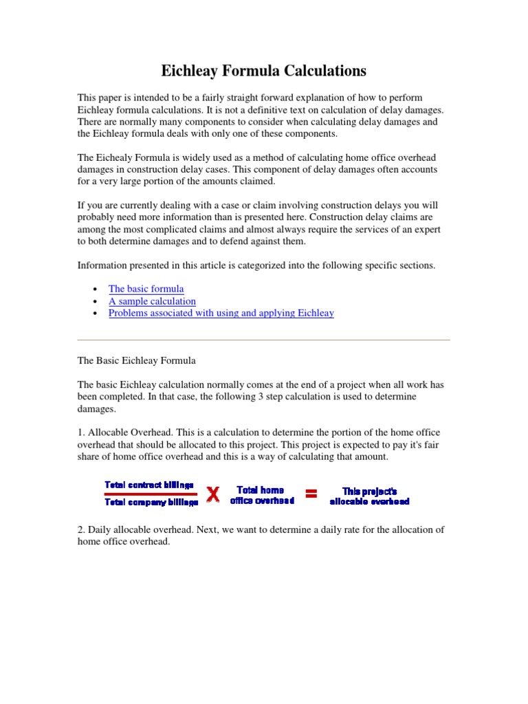 Eichleay Method To Ascertain Claim | PDF | Construction Bidding | Damages