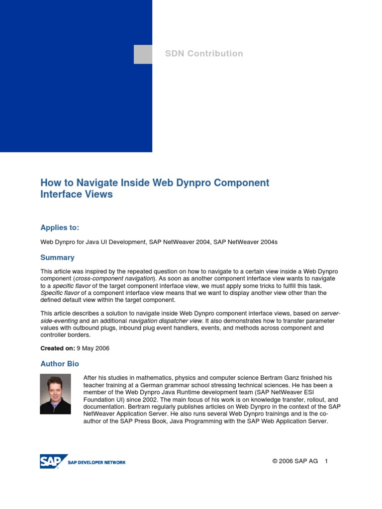 How To Navigate Inside Web Dynpro Component Interface Views | PDF | Component Based Software ...
