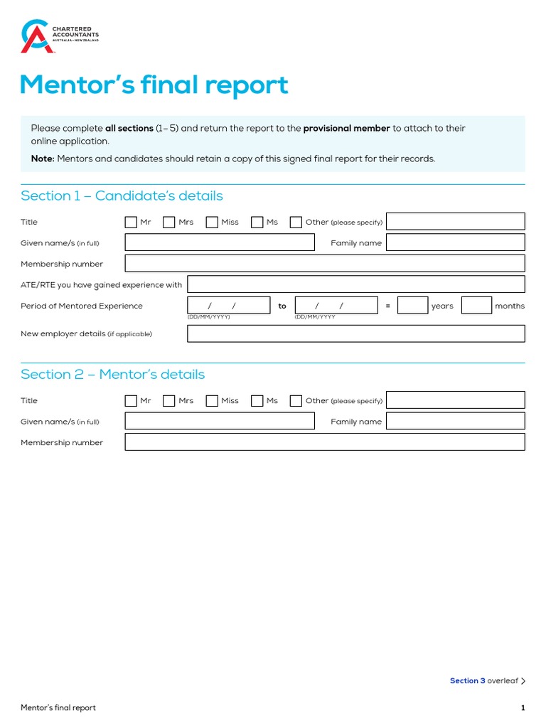 Final Mentors Report Form | PDF