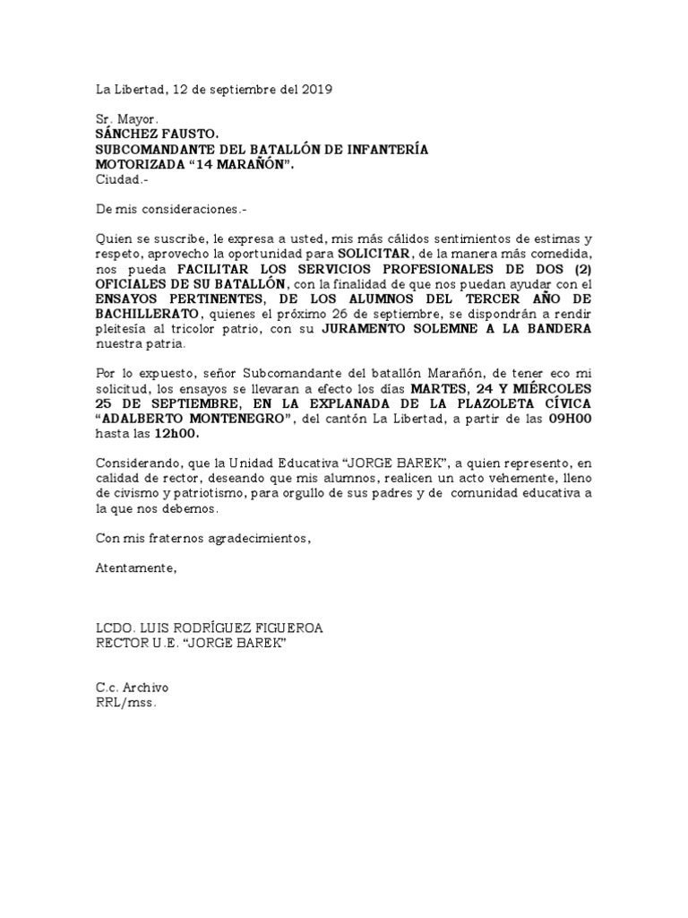 Oficio Batallon Marañon Ensayo Juramento A La Bandera | PDF