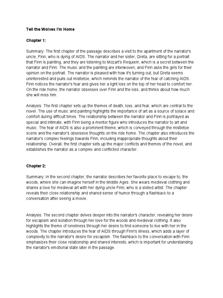 Tell The Wolves I'm Home Summary and Analysis | PDF