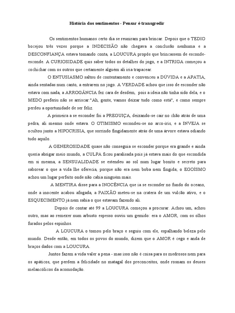 História Dos Sentimentos | PDF