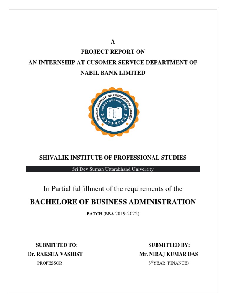 Nabil Internship Project Report Bba | PDF | Business