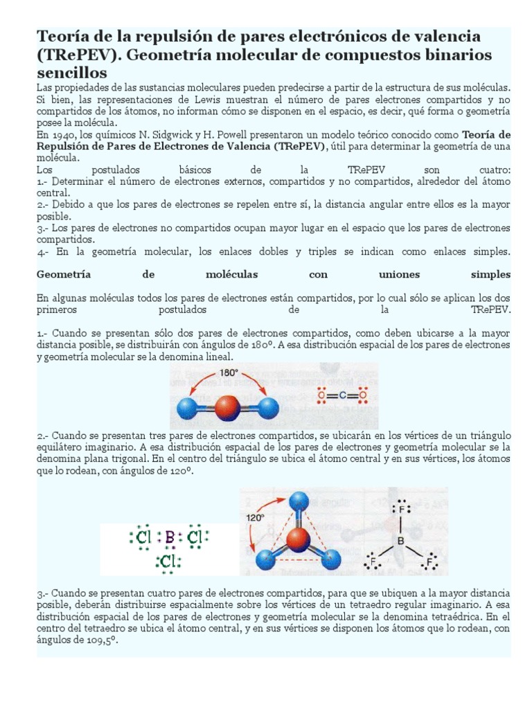 Geometría Molecular según TRePEV | PDF