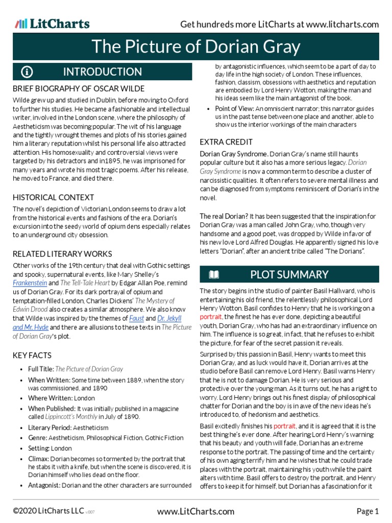 The Picture of Dorian Gray LitChart | PDF | The Picture Of Dorian Gray