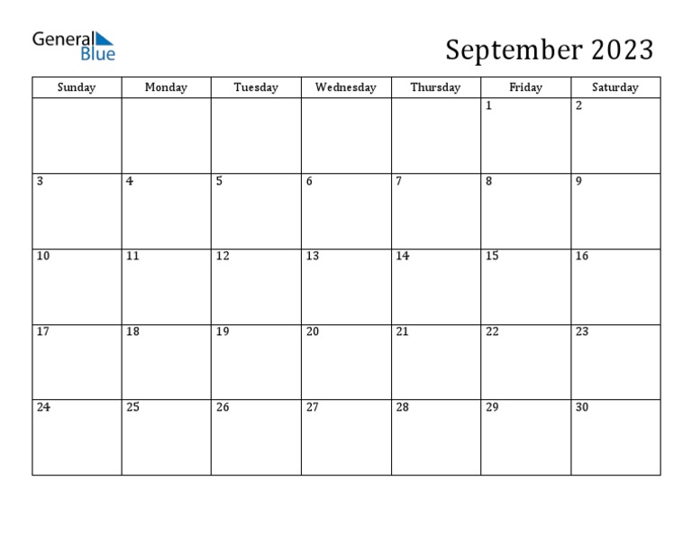 2023 09 September Calendar Sunday Start en | PDF