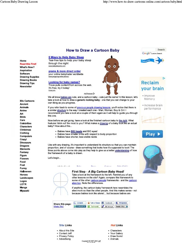 Cartoon Baby Drawing Lesson | PDF