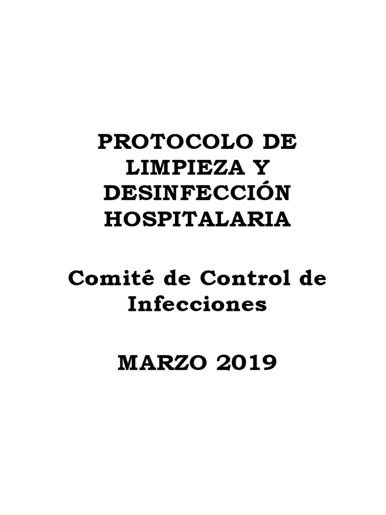 Protocolo de Limpieza y Desinfección Hospitalaria | PDF | Blanqueador | Agua