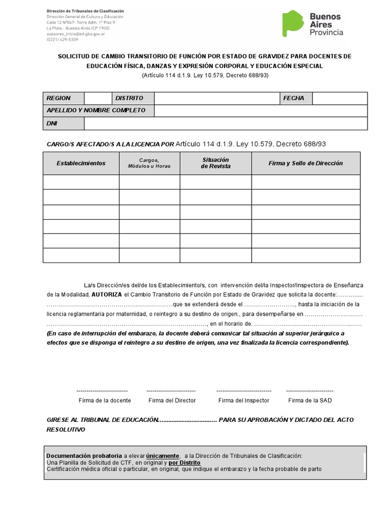 FORMULARIO .Art 114 d.1.9 .Ley 10579 y DR | PDF