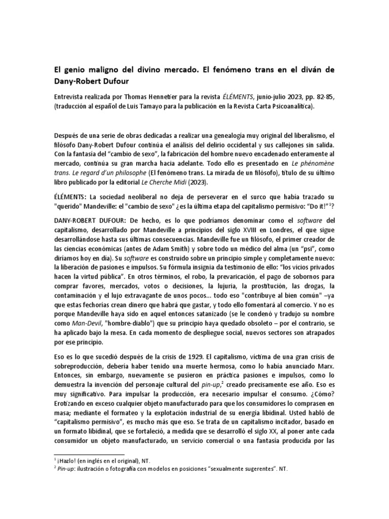 Trad DR Dufour Trans Le Divin Marché | PDF