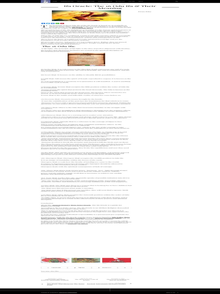 Ifa Oracle - The 16 Odu Ifa & Their Meaning | PDF