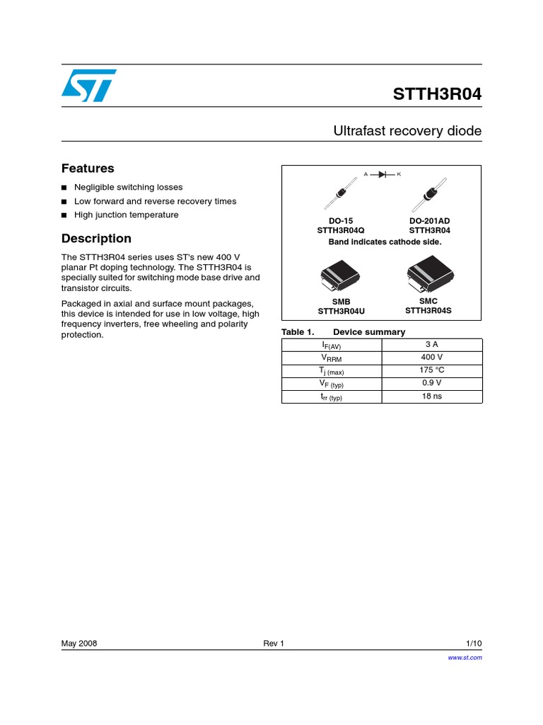 STTH3R04S (smd R4S SMC) | PDF