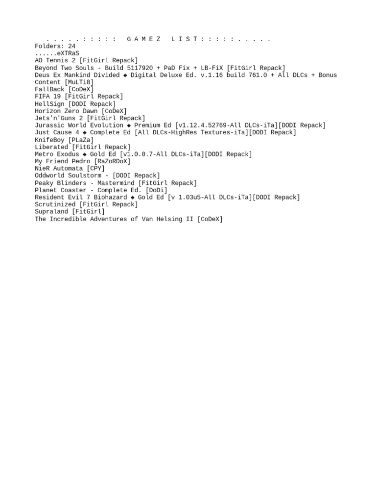 Game Repack List: 24 Titles | PDF