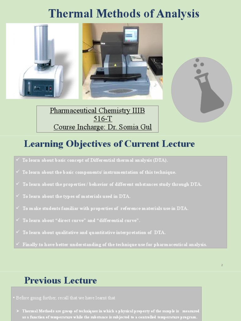 Thermal Methods of Analysis: Pharmaceutical Chemistry IIIB 516-T Course ...