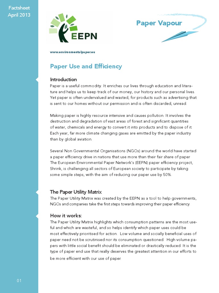 Paper Utility Matrix Factsheet | PDF