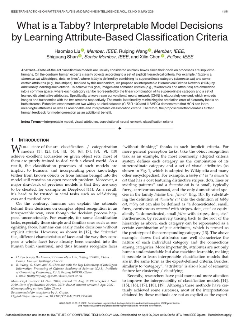 期刊1-What is a Tabby - Interpretable Model Decisions by Learning Attribute-Based Classification ...