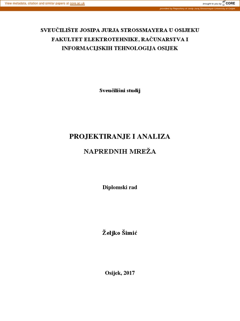 Projektiranje I Analiza Naprednih Mreža | PDF
