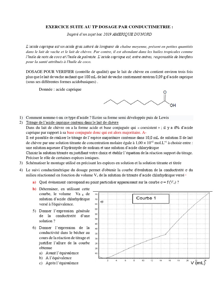 Exercice Suite TP Dosage Conductimetrie | PDF