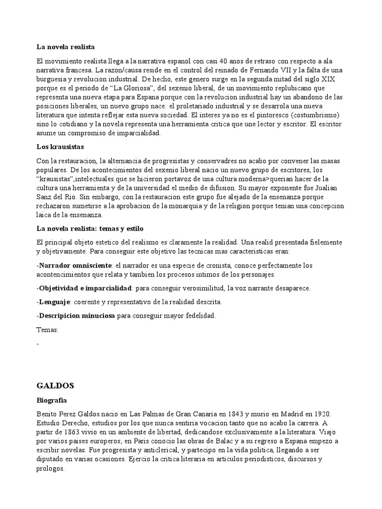 La Novela Realista | PDF | Realismo literario | Novelas