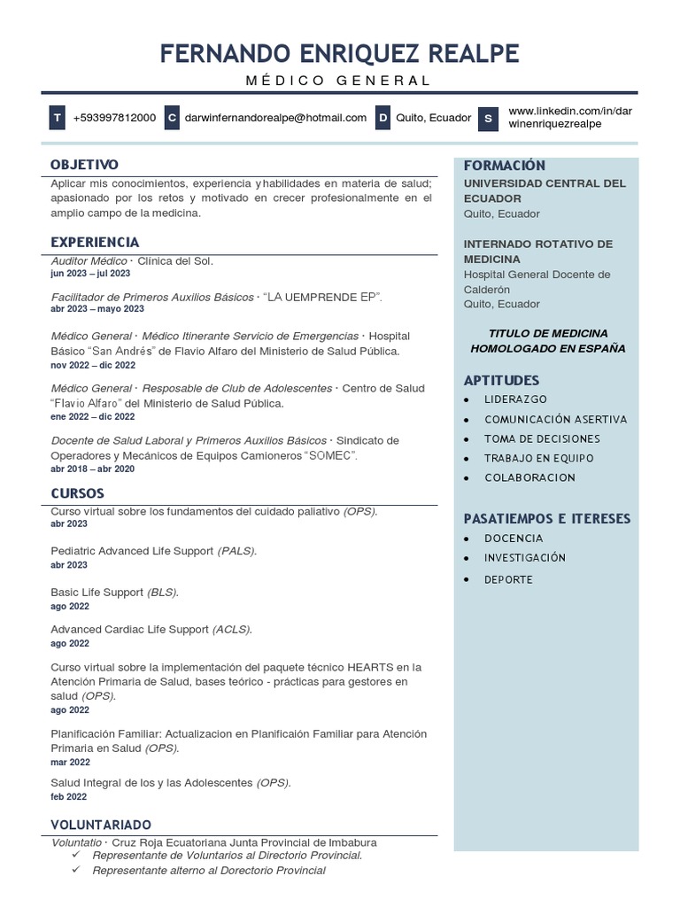 CV Fernando Enriquez MD-1 | PDF