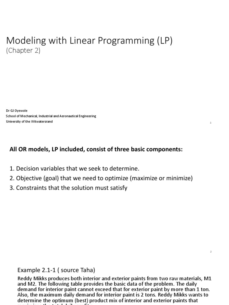 Lec 2 - Modeling With LP | PDF | Mathematical Optimization | Linear Programming