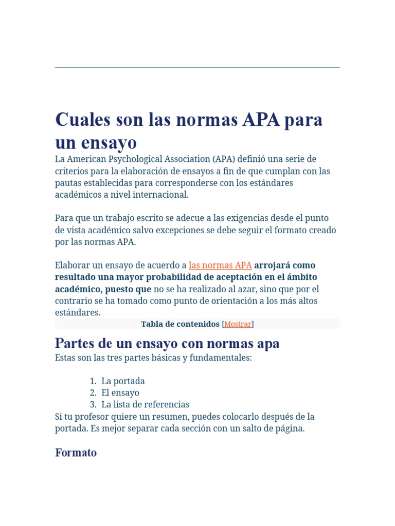 Normas APA Para Un Ensayo | PDF