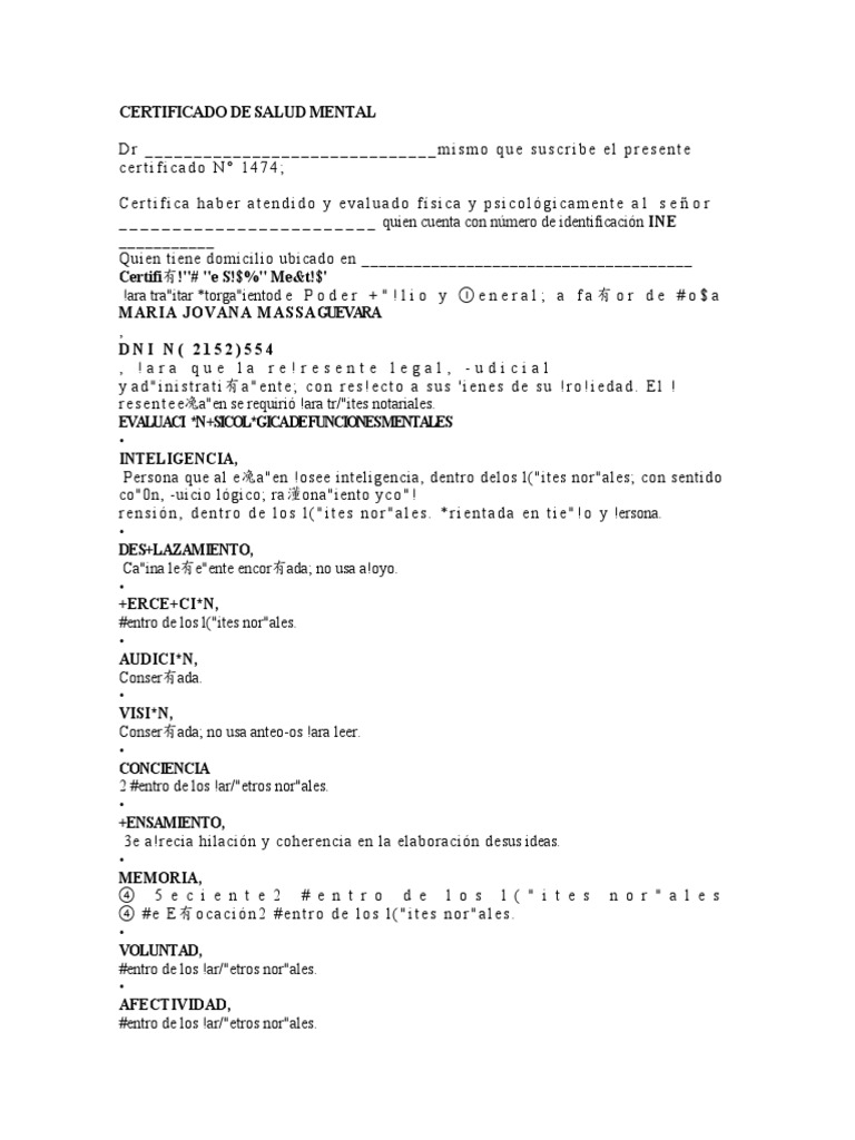 Certificado de Lucidez Mental en Colombia | PDF