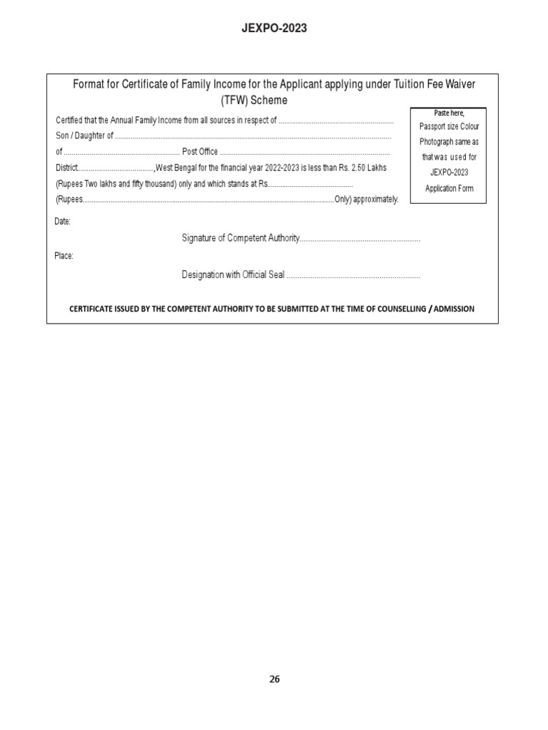 TFW and Domicile Certificate Formats | PDF
