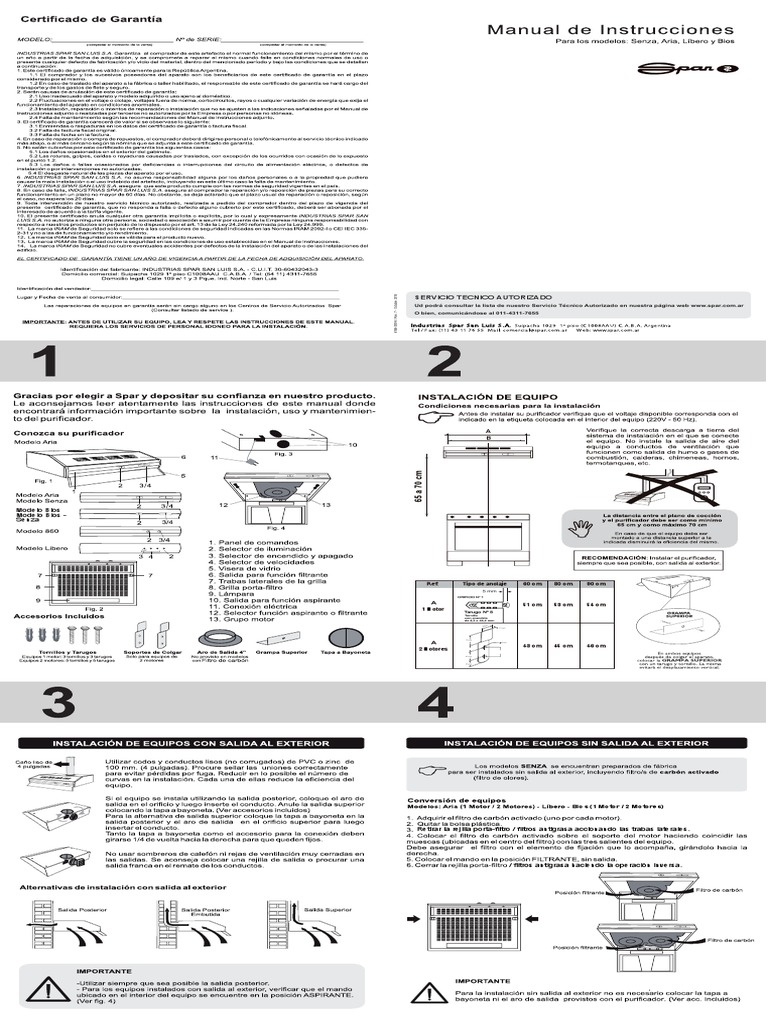Spar Manual Purificador Aria Libero Sen Bios Rev. 8 | PDF