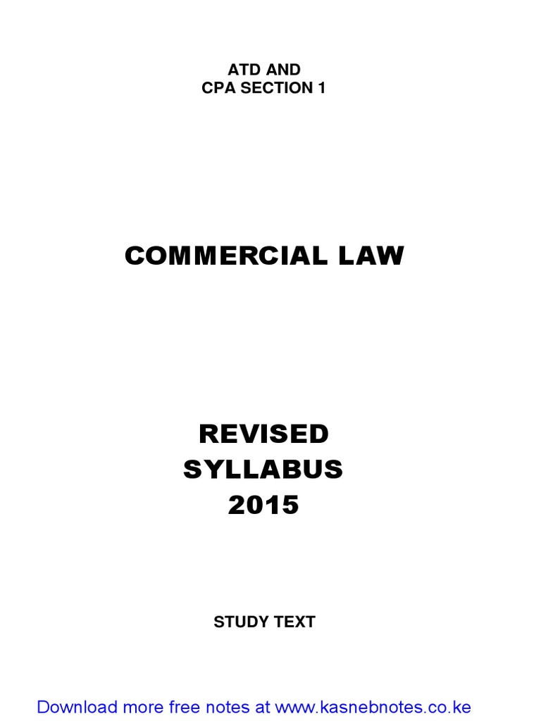 Commercial Law Strathmore University Notes and Revision Kit | PDF ...