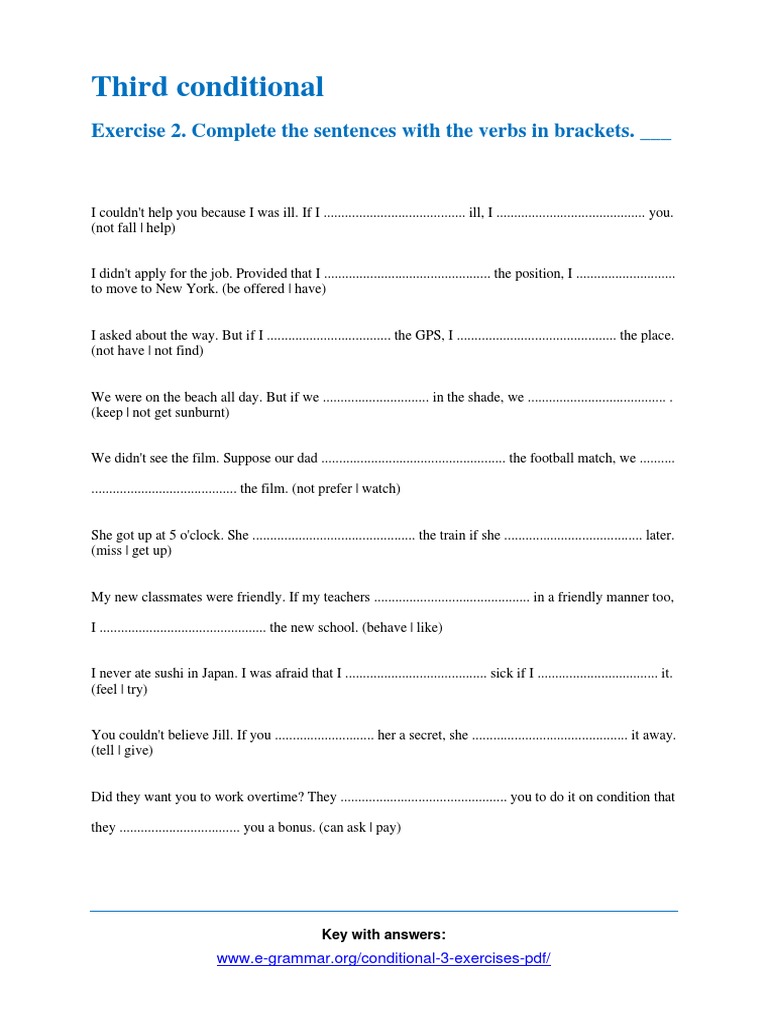 Third Conditional Exercise 2 | PDF