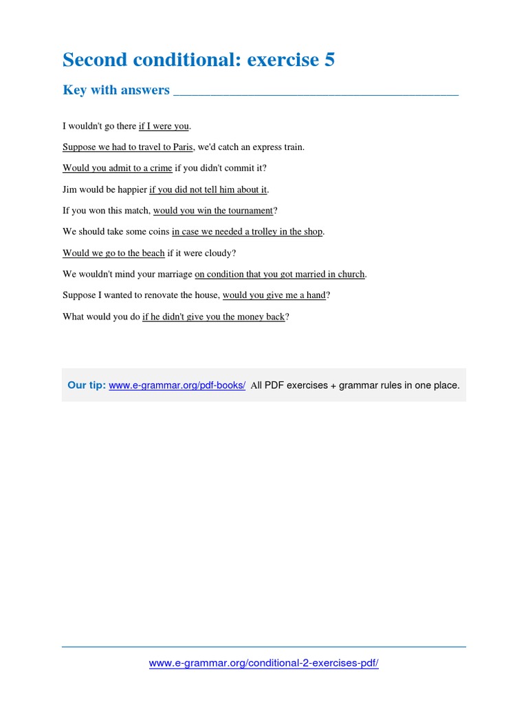 Second Conditional Exercises PDF | PDF